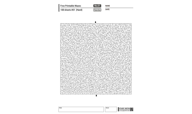 [Hard] Free Printable Mazes for Kids 100 Sheets #01 - Lifelong ...