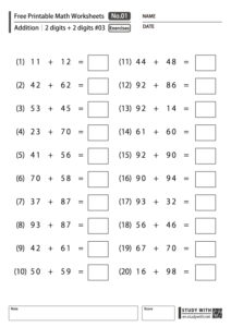 [3rd Grade] Addition｜2 digits + 2 digits #03 – Free Printable Math ...