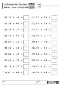 [3rd Grade] Addition｜2 digits + 2 digits #04 – Free Printable Math ...