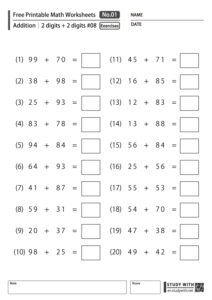 [3rd Grade] Addition｜2 digits + 2 digits #08 – Free Printable Math ...