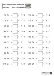 [3rd Grade] Addition｜2 digits + 2 digits #09 – Free Printable Math ...