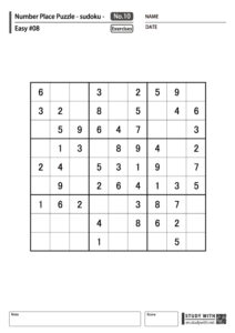 Number Place Puzzle (sudoku) 100 [Easy] #08 - Free Printable Puzzles ...