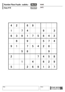 Number Place Puzzle (sudoku) 100 [Easy] #10 - Free Printable Puzzles ...