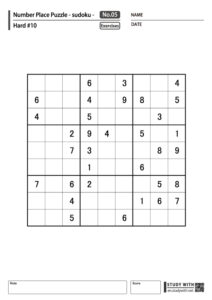 Number Place Puzzle (sudoku) 50 [Hard] List - Free Printable Puzzles ...