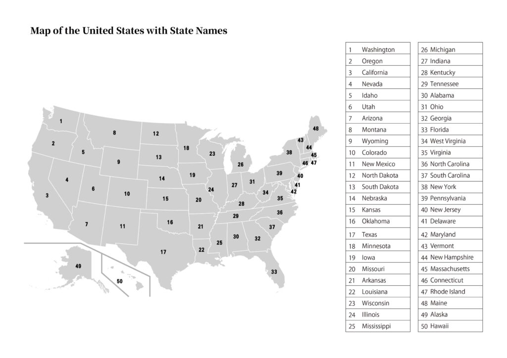 USA States Map [USA States Location and Name Test] – Free Educational ...